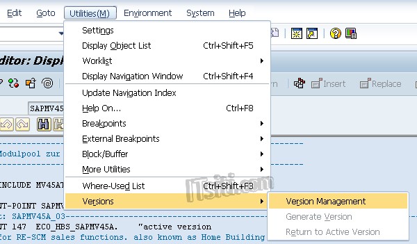 Find Differences in SAP Program, Object, Structure using Version Mgmt